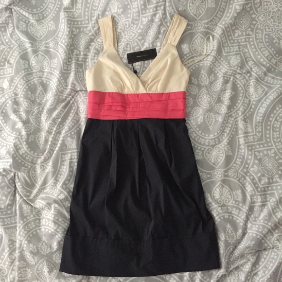 BCBGMaxAzria | Dresses | Nwt Bcbg Max Azria Dress Navy Pink Cream ...